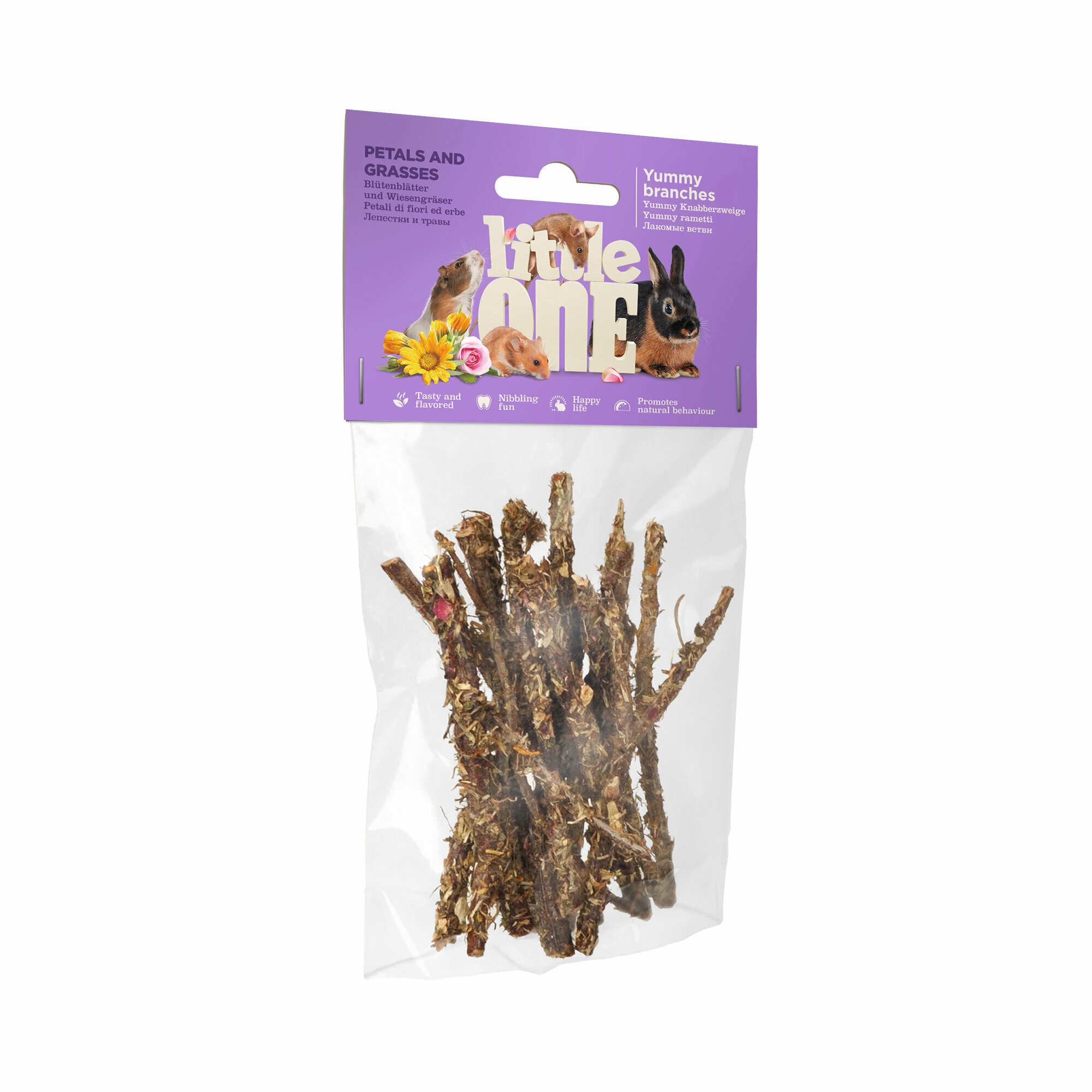 Лакомство Little One ветви с лепестками и травами для всех видов грызунов (35 г)