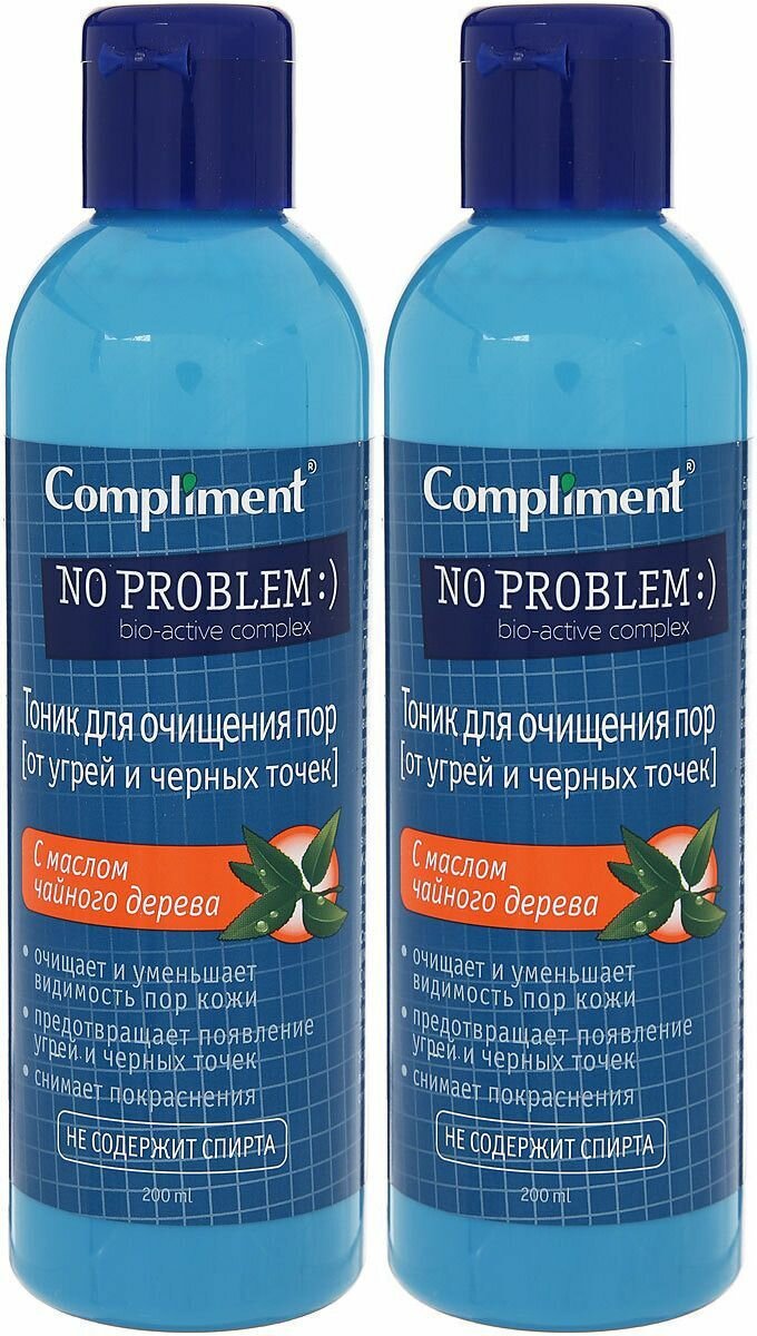 Compliment Тоник для лица No Problem Чайное дерево, для очистки пор, 200 мл, 2 шт
