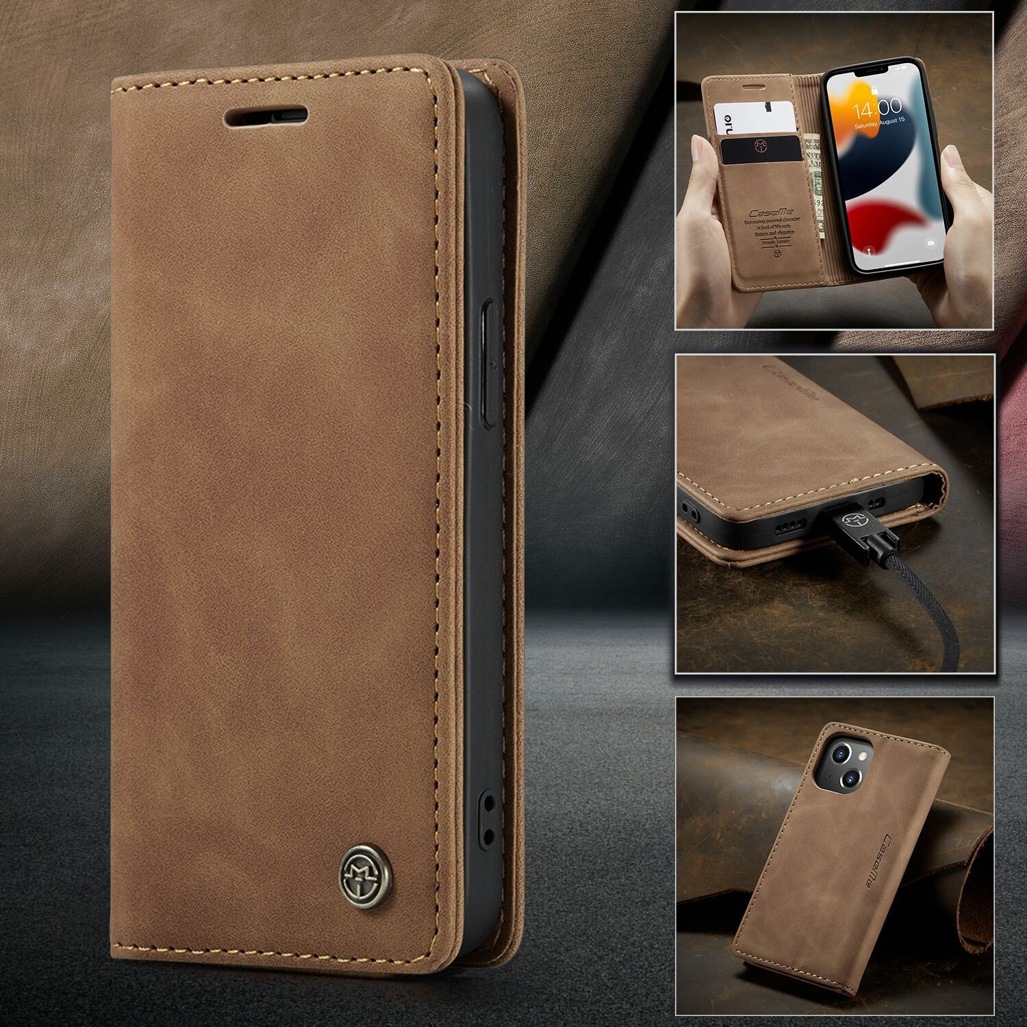 Чехол-книжка MyPads для смартфона Apple iPhone 13 mini с держателем для визитных карточек и кошельком, откидной кронштейн, противоударный, раскладу.