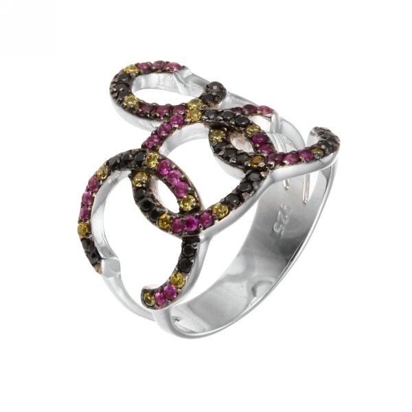 Кольцо, серебро, 925 проба, фианит