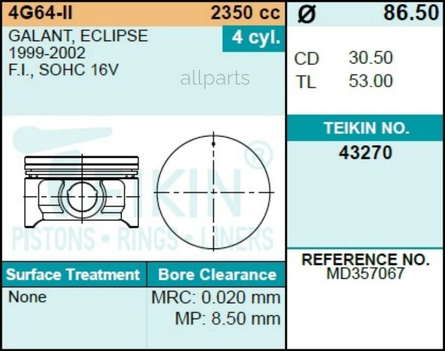 TEIKIN 43270STD Поршень TEIKIN 1шт
