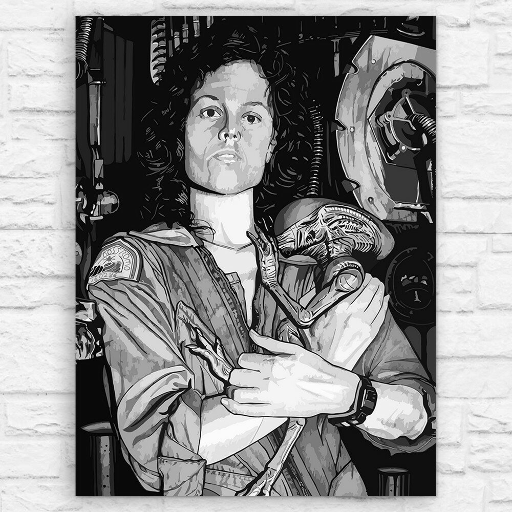 Картина по номерам на холсте фильм Чужой (Alien, Ридли Скотт, Сигурни Уивер) - 13714 В 30x40