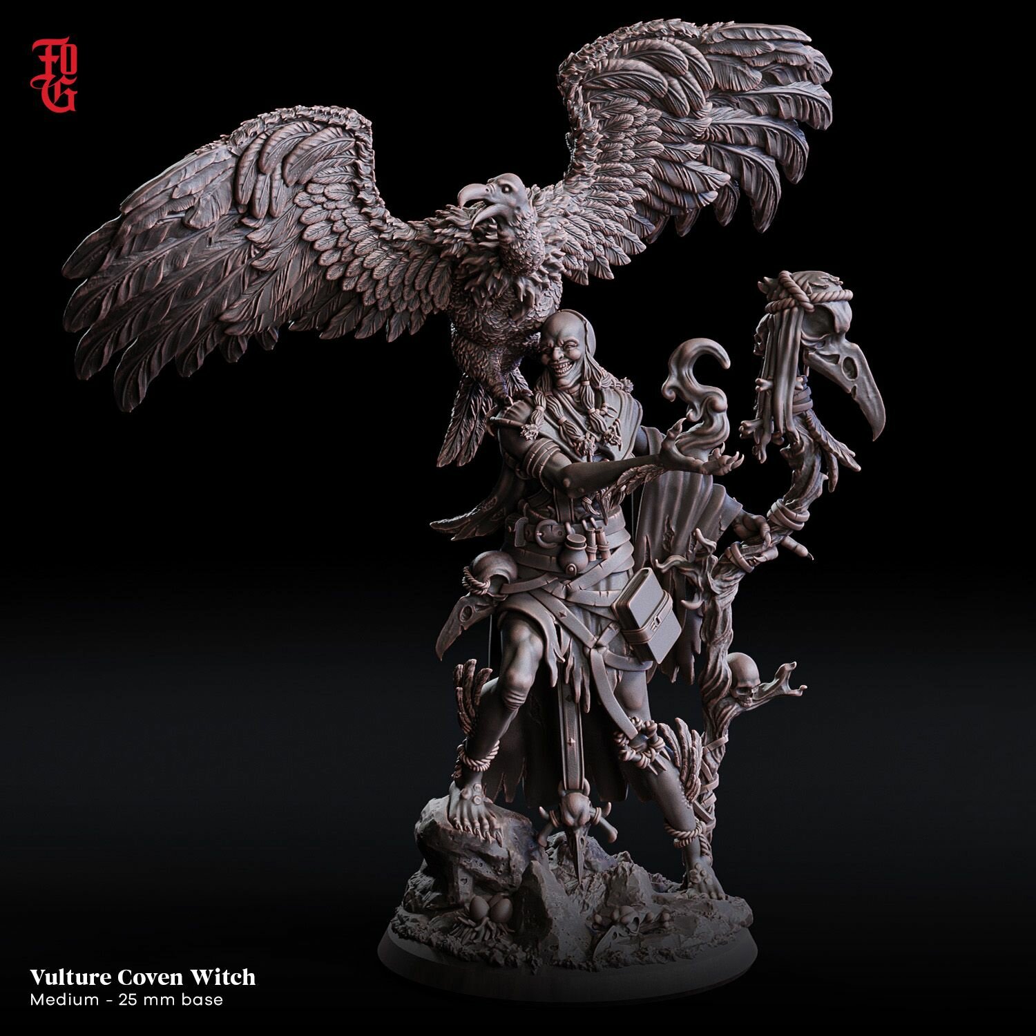 Миниатюра D&D "Ведьма Ковена-стервятника" 32 мм (DnD, Dungeons & Dragons, ДнД, Подземелья и Драконы, Pathfinder)