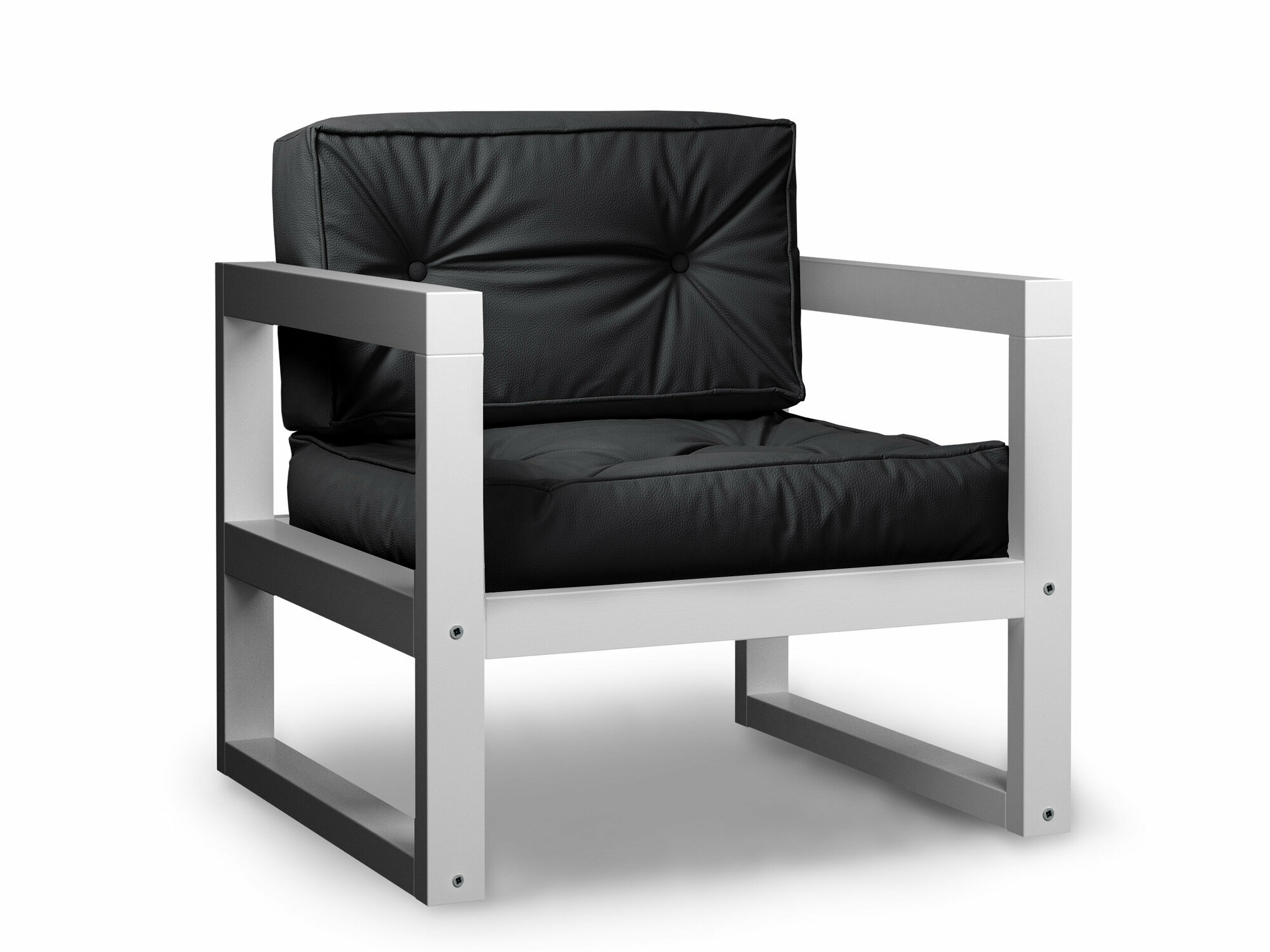 Садовое кресло Arsko Астер-С, черное-белая эмаль, кожзам, деревянное, мягкое, для дачи, для кафе и бара, на веранду, в террасу