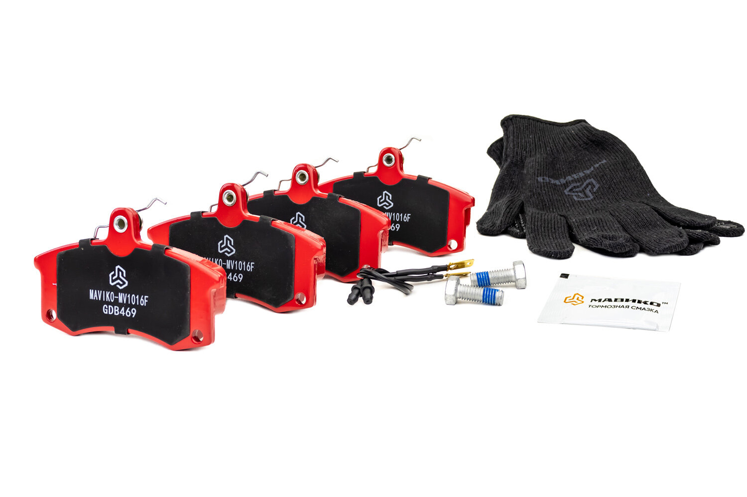 Передние тормозные колодки мавико красные для ВАЗ 2108-21099, 2110-2112, 2113-2115, Лада Калина, Калина 2, Гранта, Гранта FL, Приора, Датсун