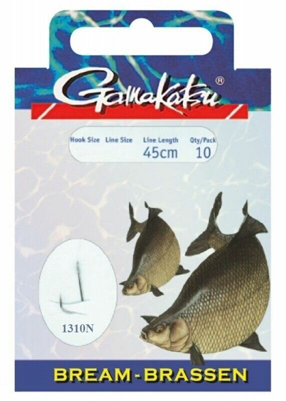 Крючок с поводком для рыбалки Gamakatsu BKS-1310N (BREAM) №14, леска 0,12mm - 45cm ( упк. по 10шт.)