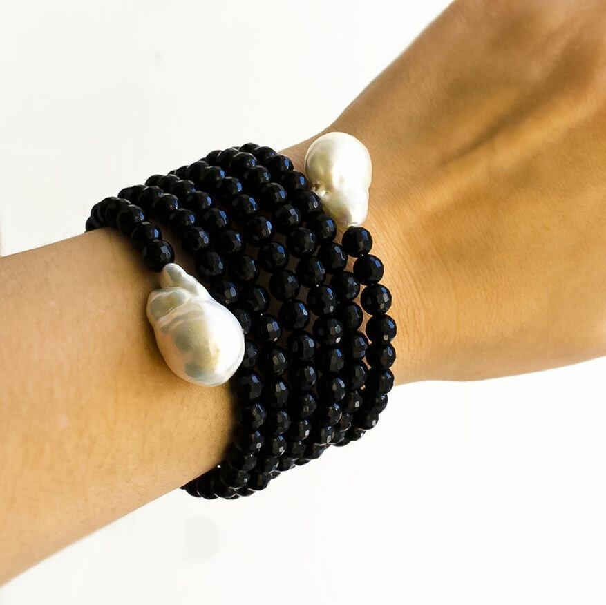 Браслет, жемчуг пресноводный, агат