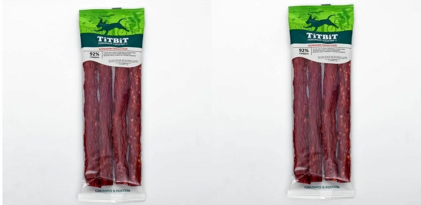 Titbit Золотая коллекция колбаски для собак пикантные, 80 гр, 2 шт