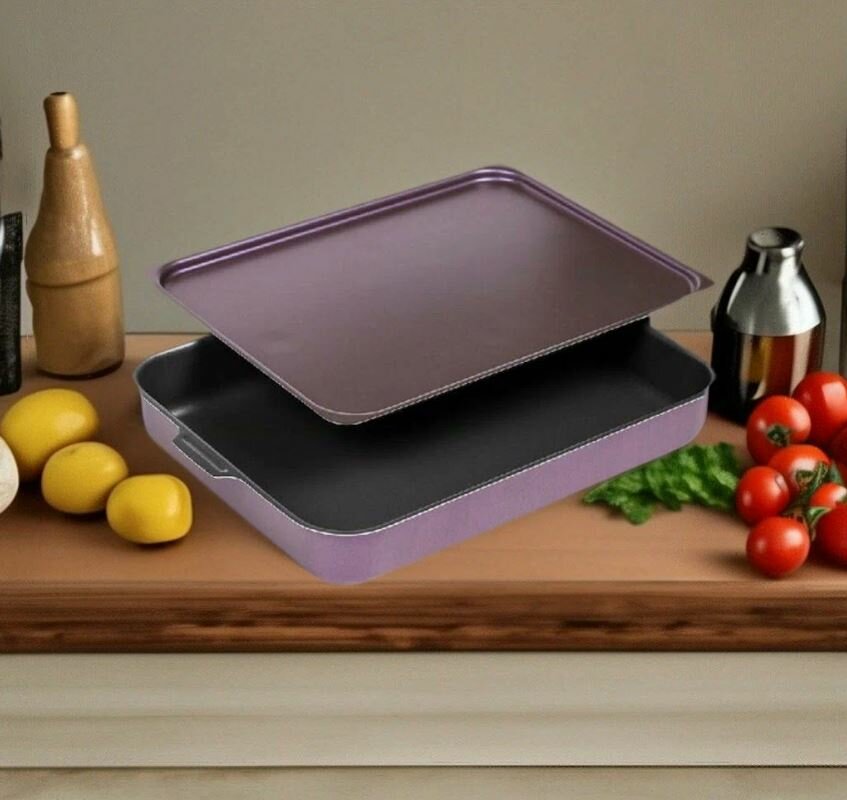 Противень антипригарный для духовки Violet 23*30 см, с крышкой, 2 ручки