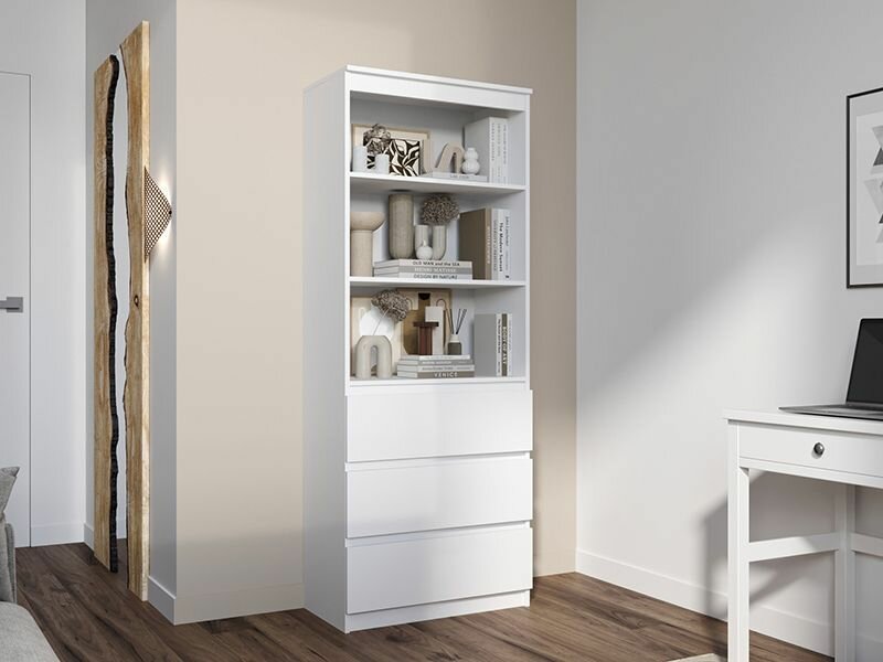 Шкаф пенал с полками и ящиками "Челси" 60х180х38 Белый