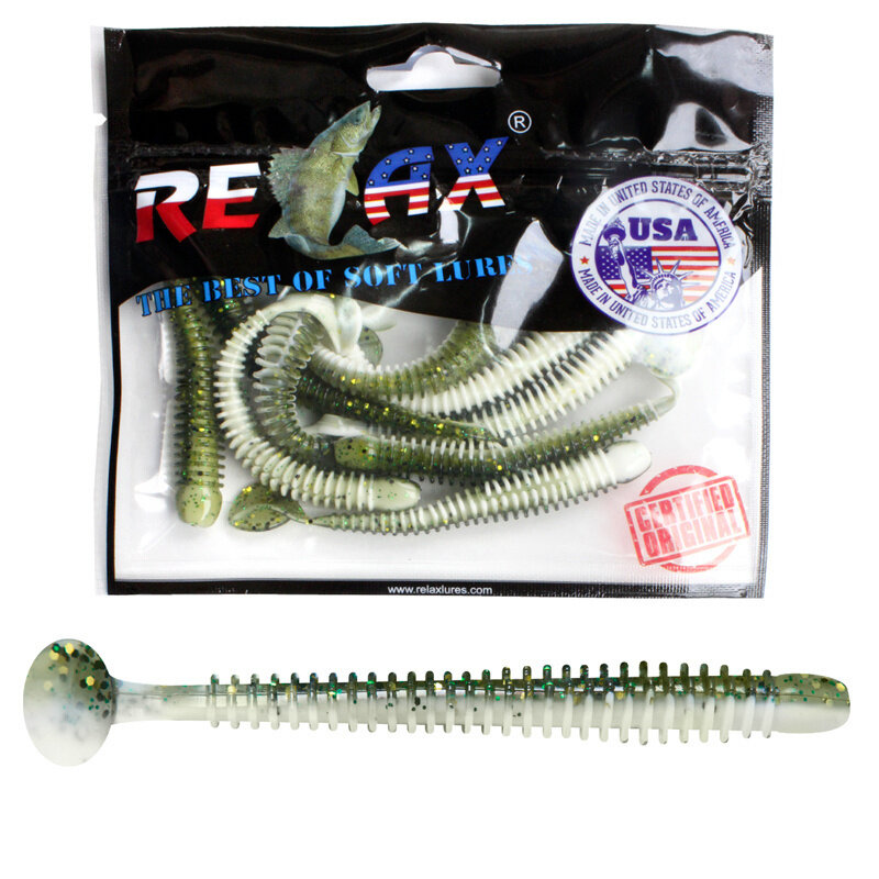 Мягкая силиконовая приманка риппер RELAX TEXAS LAMINAT 4, 10,0cm 4,1g цвет L062 (White, Baby Bass, Laminated), 1 уп. по 10 шт.
