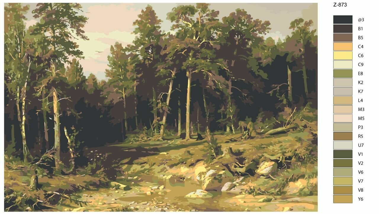 Картина по номерам Z-873 "Репродукция картины - Сосновый бор. Художник Иван Иванович Шишкин" 40x60 см