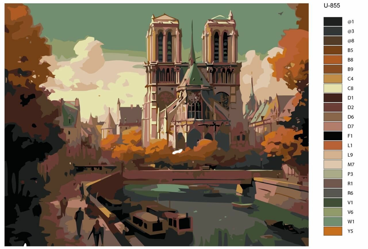 Картина по номерам U-855 "Франция. Собор Парижской Богоматери" 40x50 см