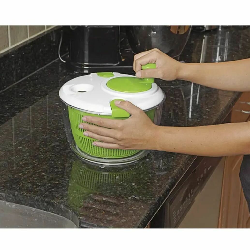 Сушилка для овощей, фруктов и зелени, грибов и ягод с механической центрифугой, объем/Центрифуга для салата и зелени 4 л