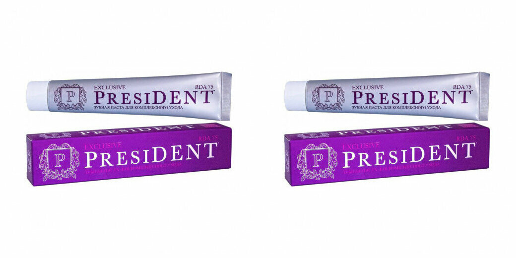 Зубная паста President, Exclusive, 75 гр, 2 шт