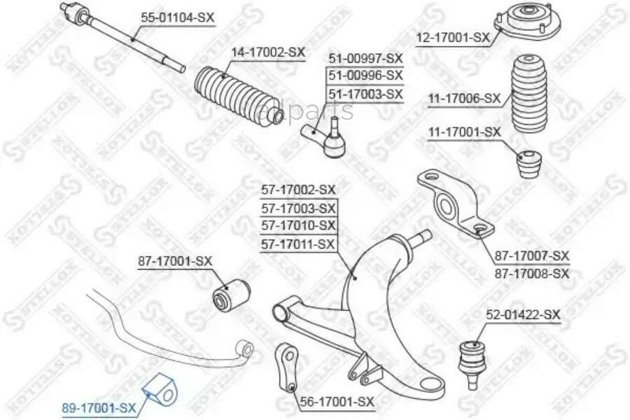 STELLOX 8917001SX втулка стабилизатора переднего! d19\ Subaru Impreza 97>