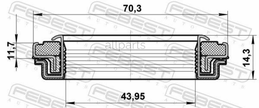 FEBEST 95RCW-44701214X Сальник привода 43.95x70.3x11.7x14.3 CADILLAC ESCALADE (4WD) 1997-2017 [EU] FEBEST 95RCW-44701214X