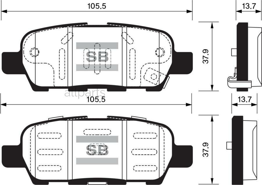 SANGSIN BRAKE SP1250 колодки тормозные ЗАД К-Т