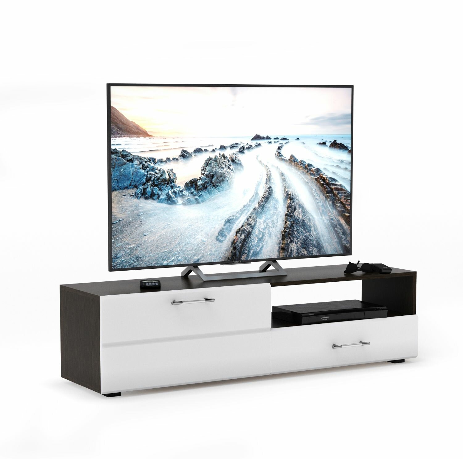 Тумба под ТВ Ларго 1,4м, Венге-Белый