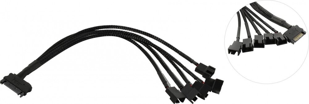 Переходник питания для вентиляторов 1SATA-> 5х4pin, 20 см