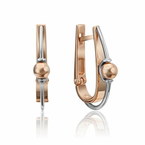 Серьги, комбинированное золото, 585 проба, родирование