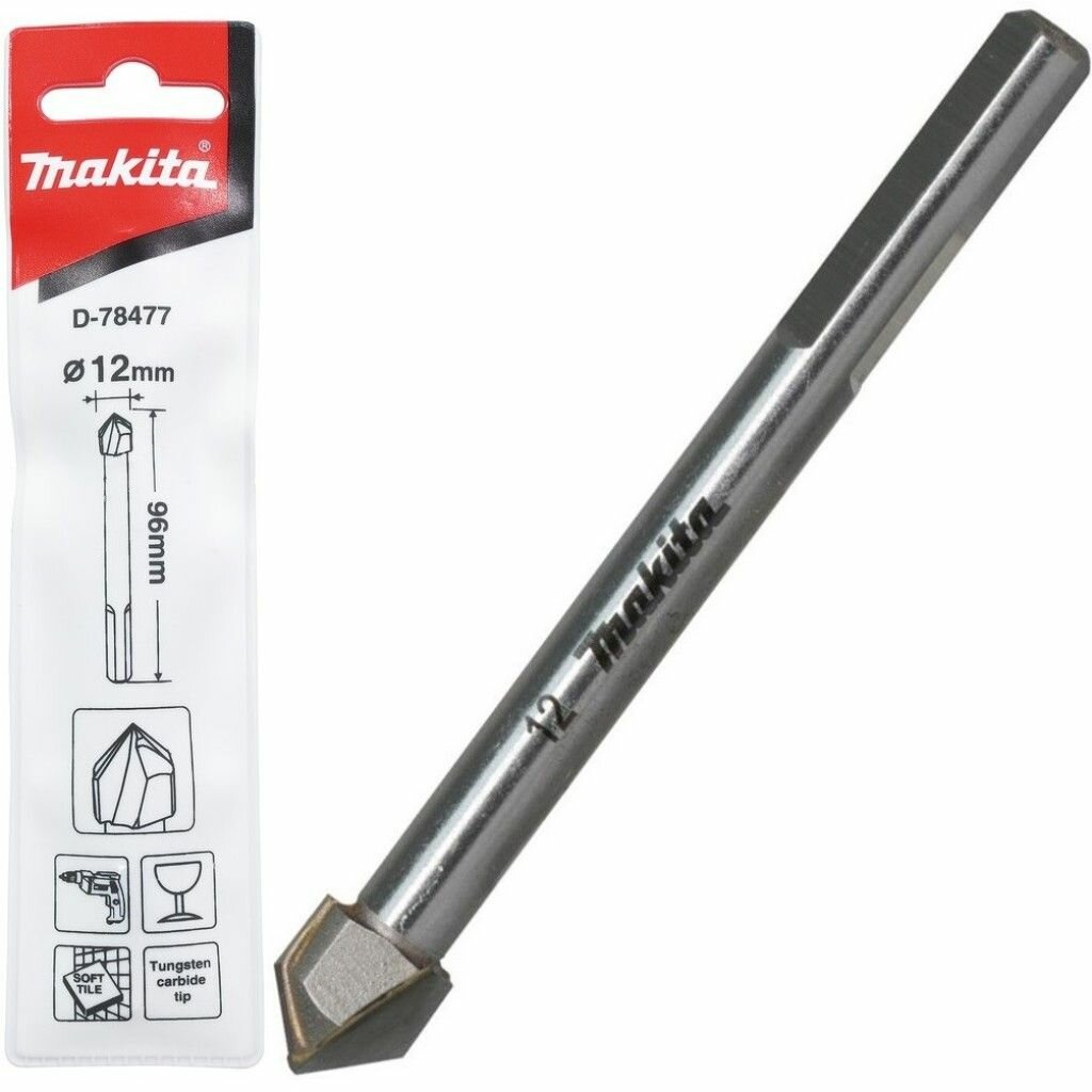 Сверло для стекла Makita D-78477 GEN2, копьевидное, для дрели, 12х96мм