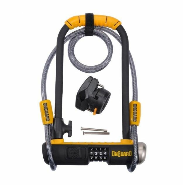 Велозамок скоба кодовый с тросом OnGuard Bulldog Combo DT 8012C каленая сталь 13 мм