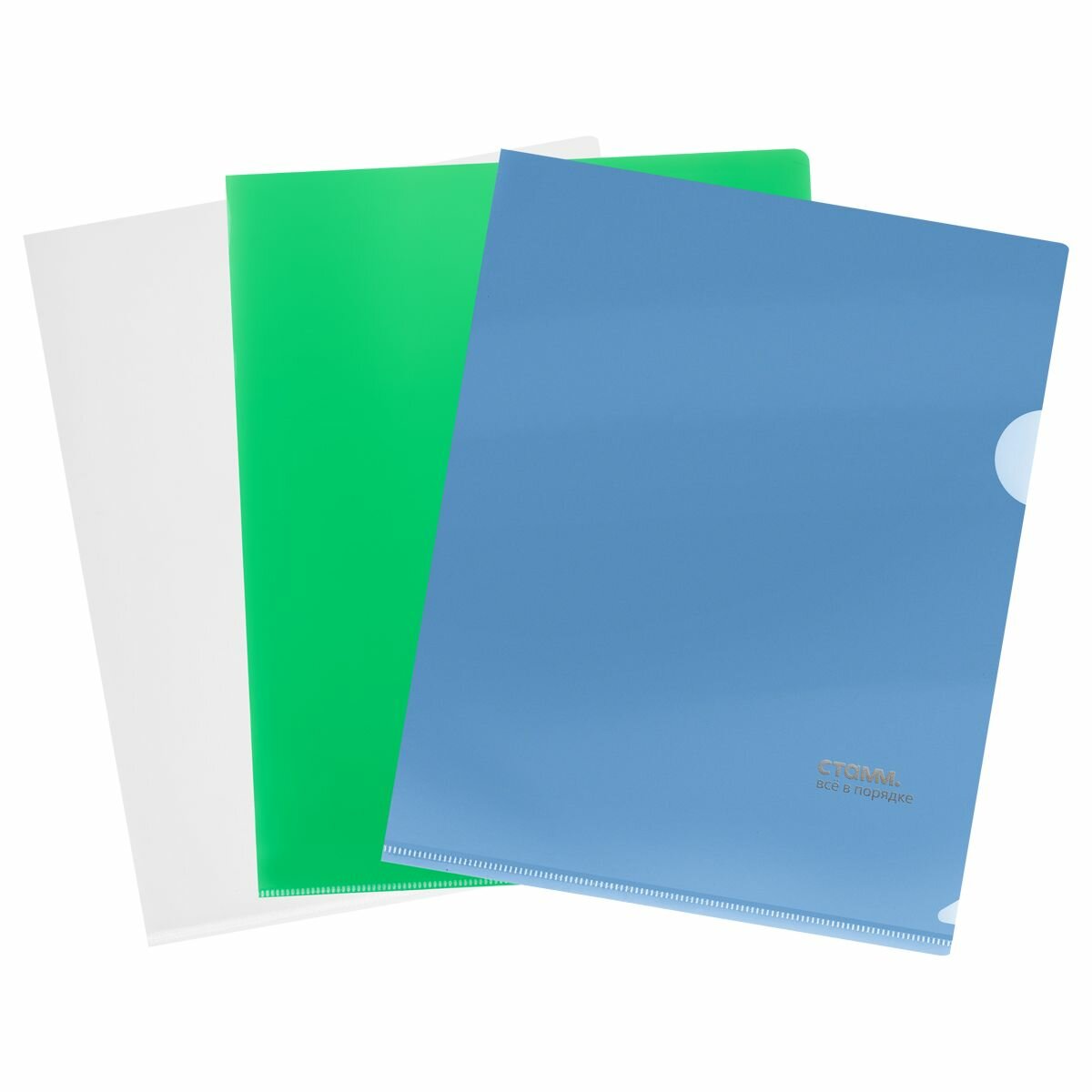 60 шт. Папка-уголок СТАММ А5, 180мкм, пластик, прозрачная,