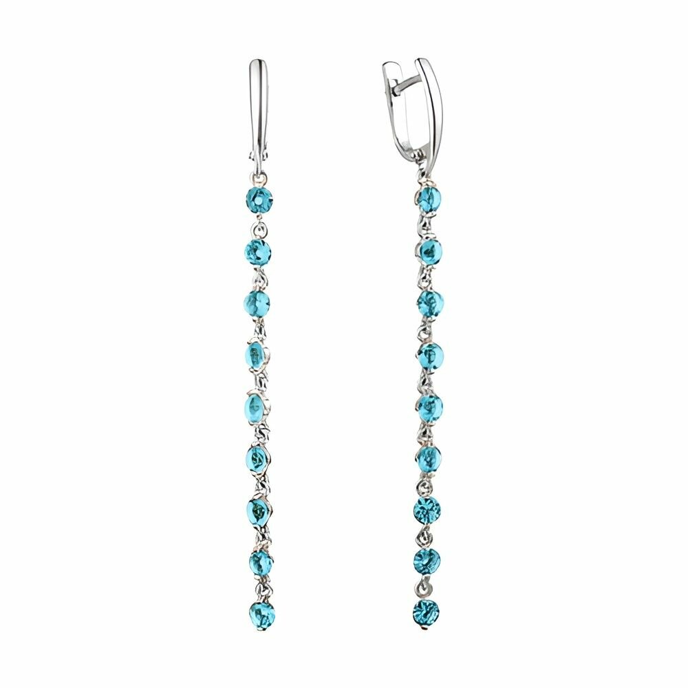 Серьги, серебро, 925 проба, родирование, фианит