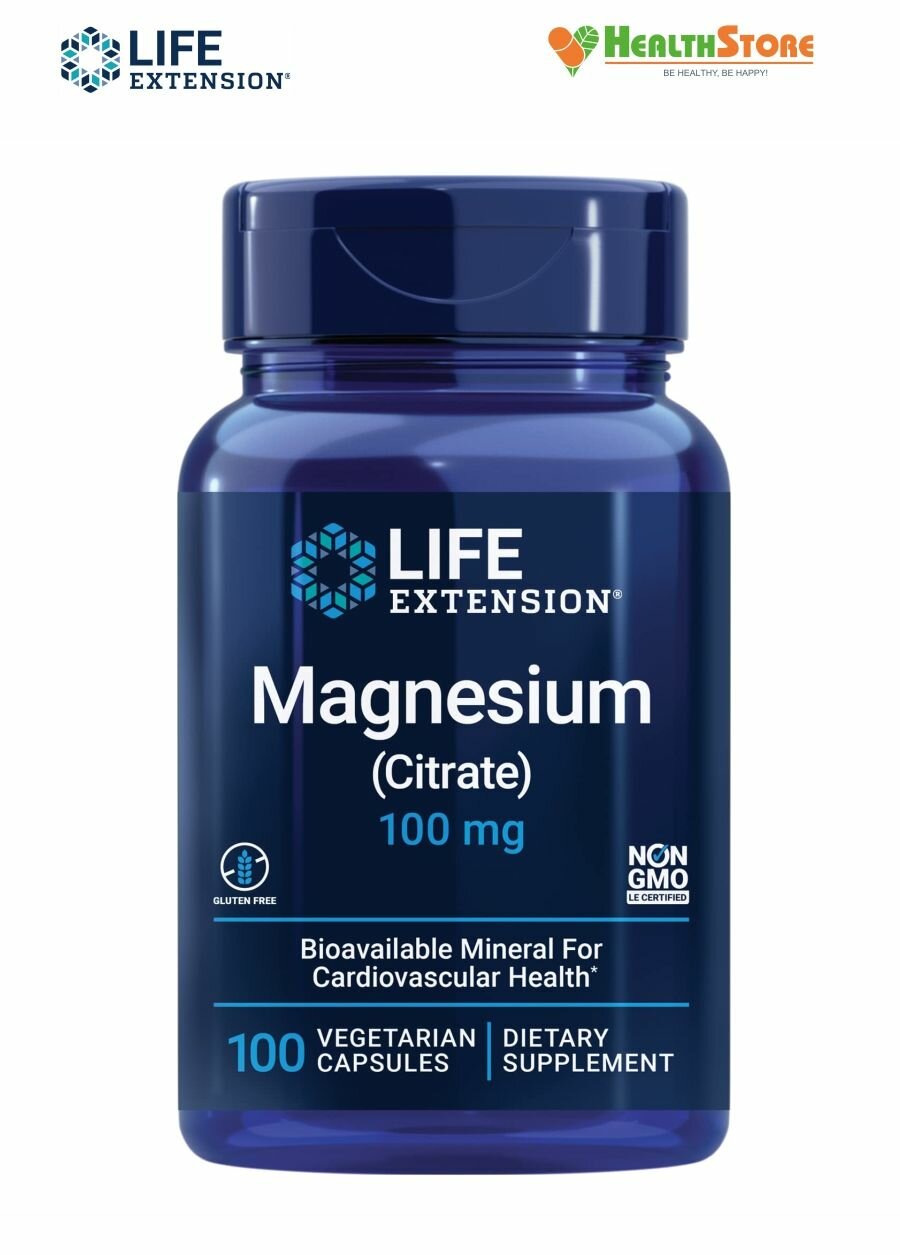 Life Extension Magnesium Citrate 100мг 100 капсул Магний цитрат лайф экстеншн
