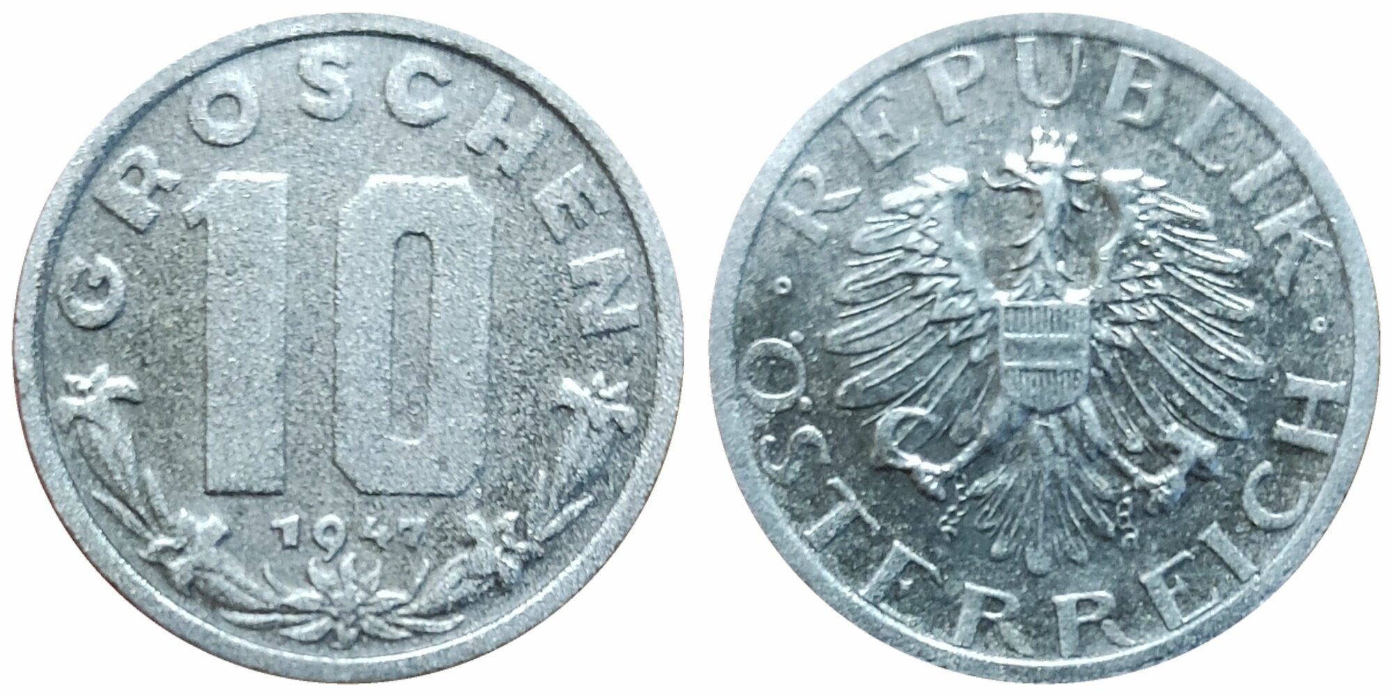 Австрия 10 грошей, 1947-1949 XF