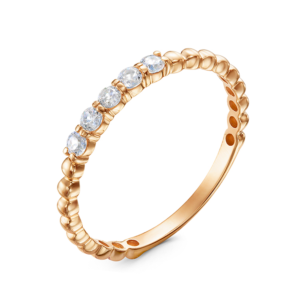 Кольцо помолвочное, красное золото, 585 проба, фианит