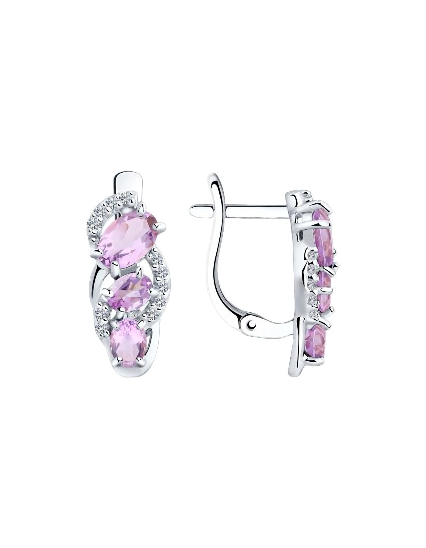 Серьги The Jeweller, серебро, 925 проба, родирование, аметист