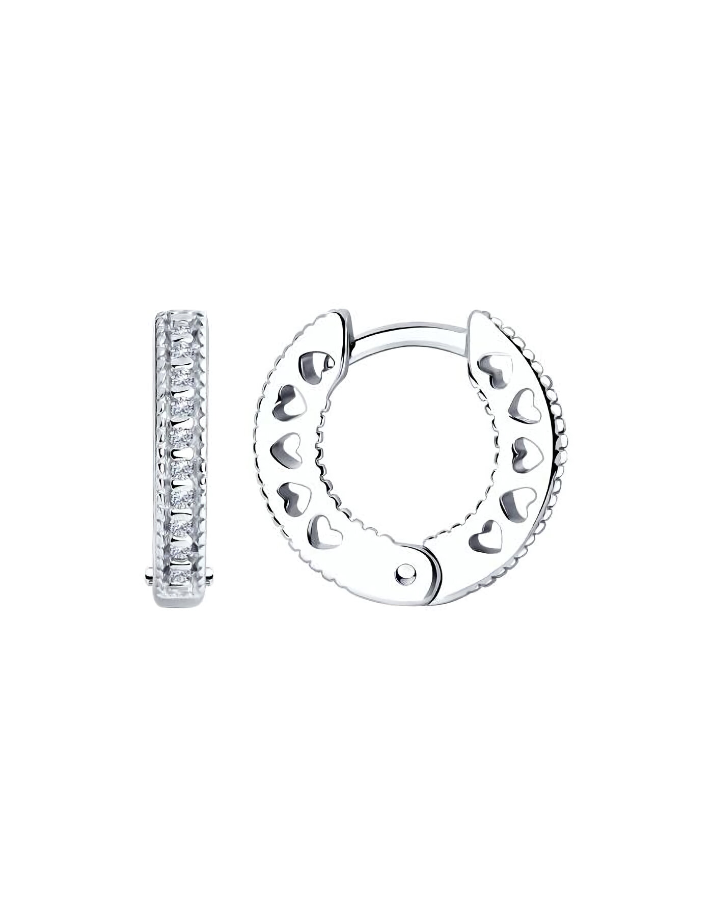 Серьги конго, серебро, 925 проба, родирование, фианит