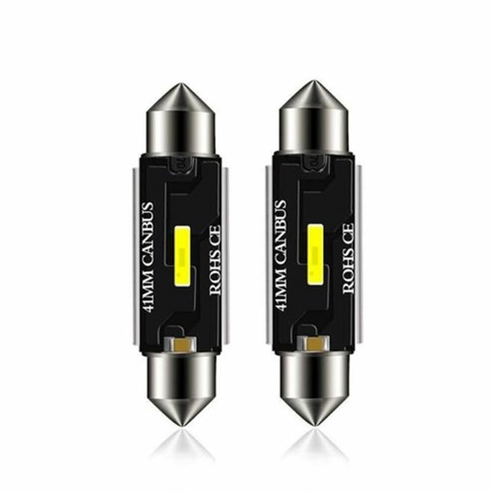 Автомобильная светодиодная лампа 2шт Black Vision CSP (встроенная обманка и стабилизатор) C5W 41mm 5000K белый лампочки 41мм в салон, в бардачок, в подсветку номера