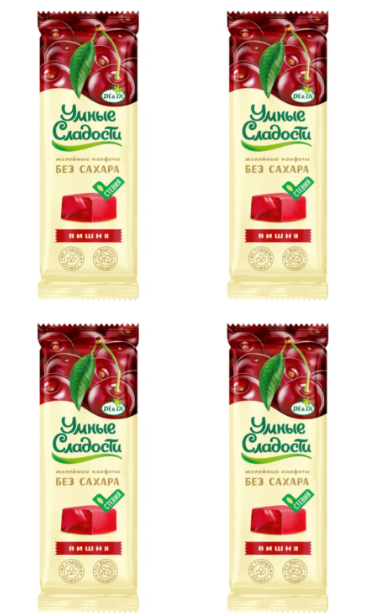 Конфеты Умные Сладости желейные вишня на стевии, 90 гр, 4 уп