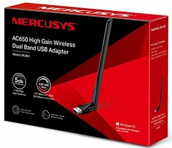 Сетевой адаптер Mercusys Wi-Fi, AC650, USB 2,0, с 1 несъемной внешней антенной (MU6H)