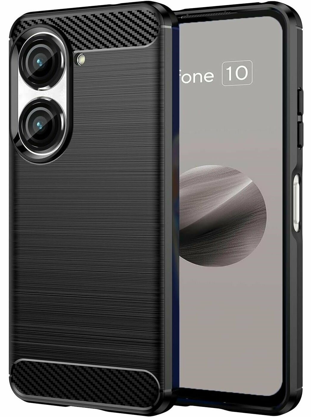 Чехол для ASUS Zenfone 10 силиконовый карбон сталь чёрный