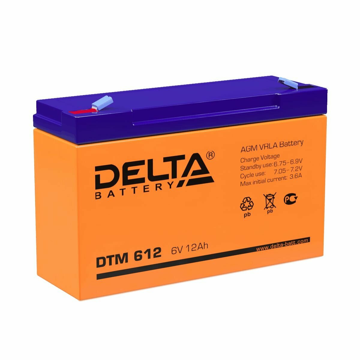 Аккумулятор Delta Battery DTM 612 6 V, 12 Ah (151х50х94 мм)