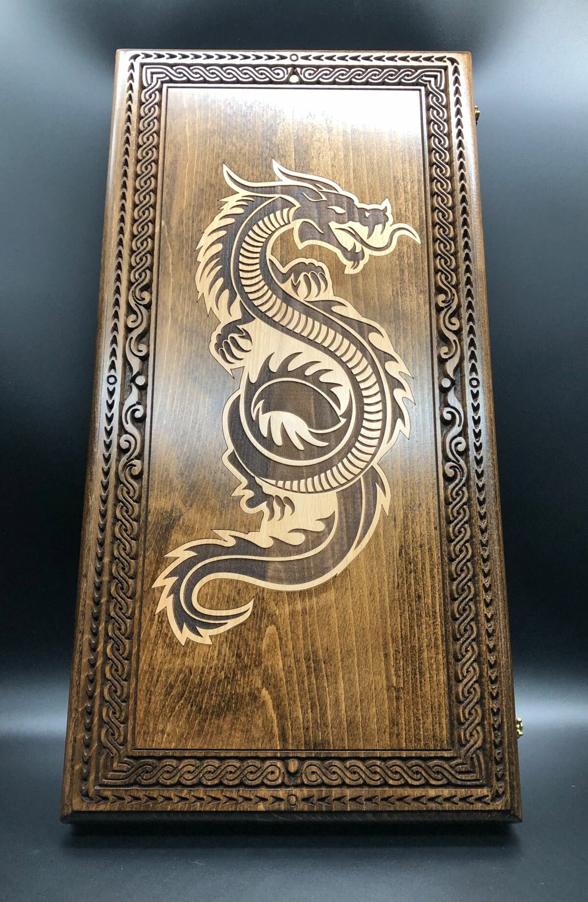 Нарды резные "Деревянный Дракон" большие 60 см