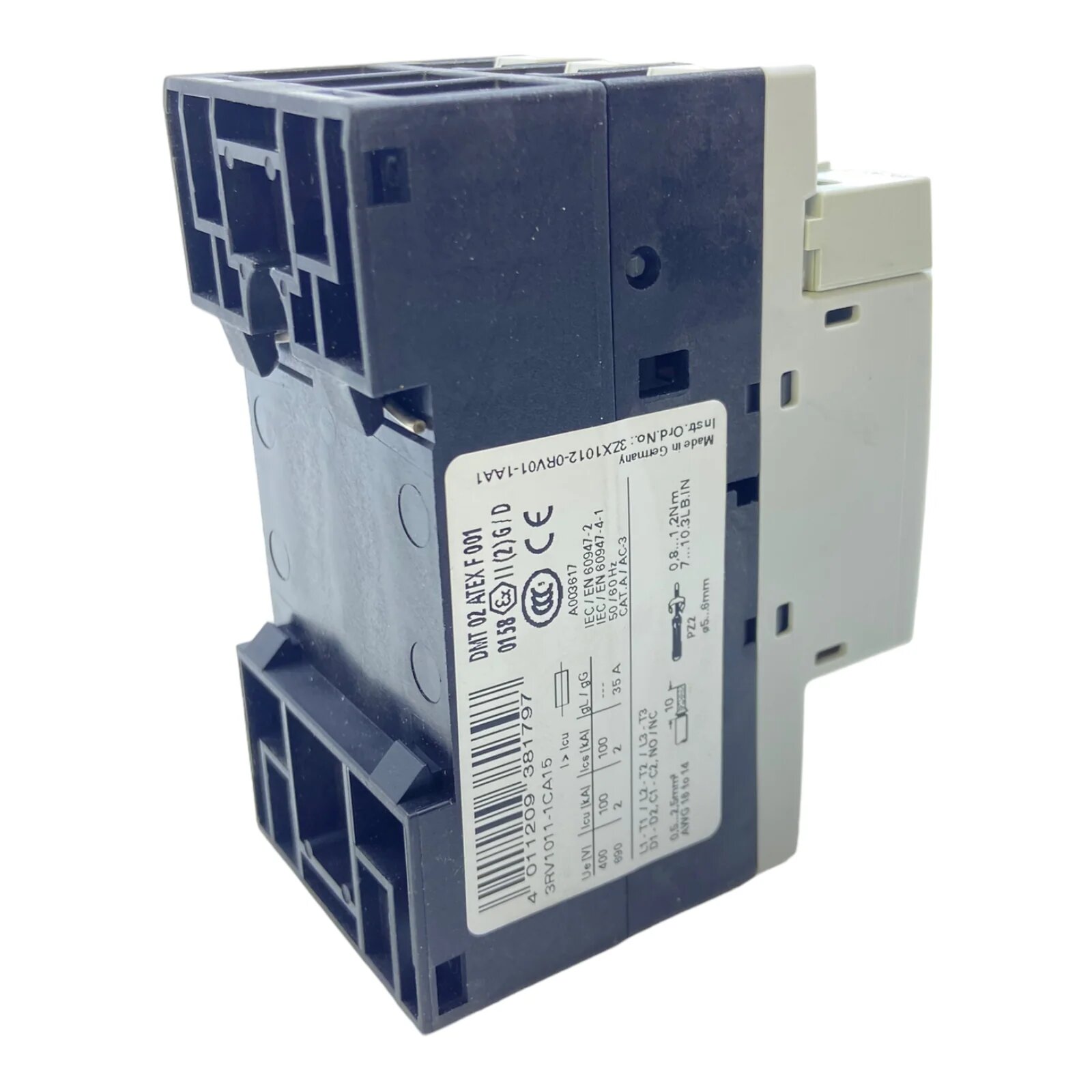 Защитный автомат двигателя Siemens 3RV1011-1CA15 0,4kW 690V 2,5A 4011209381797