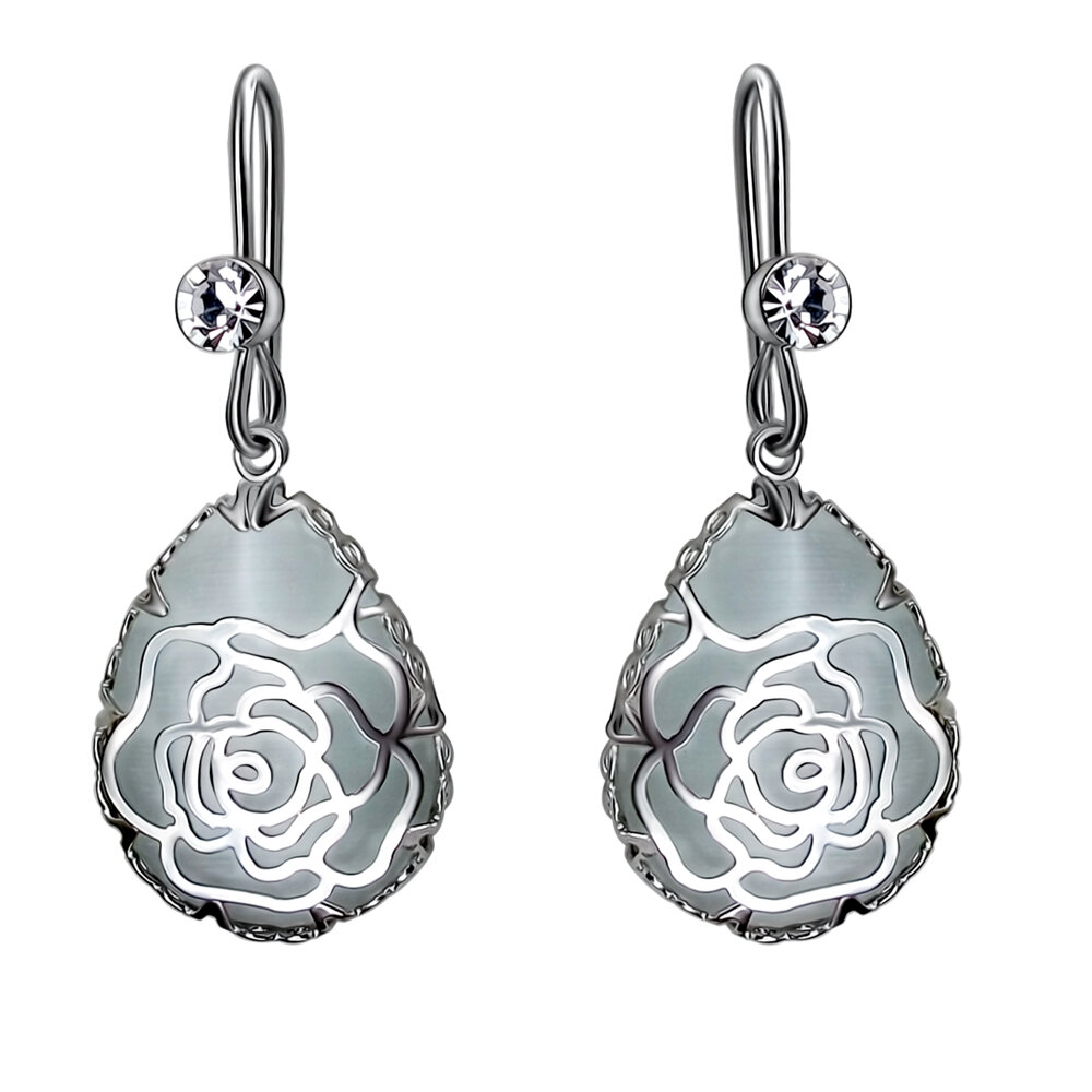 Серьги с подвесками, кошачий глаз, кристалл