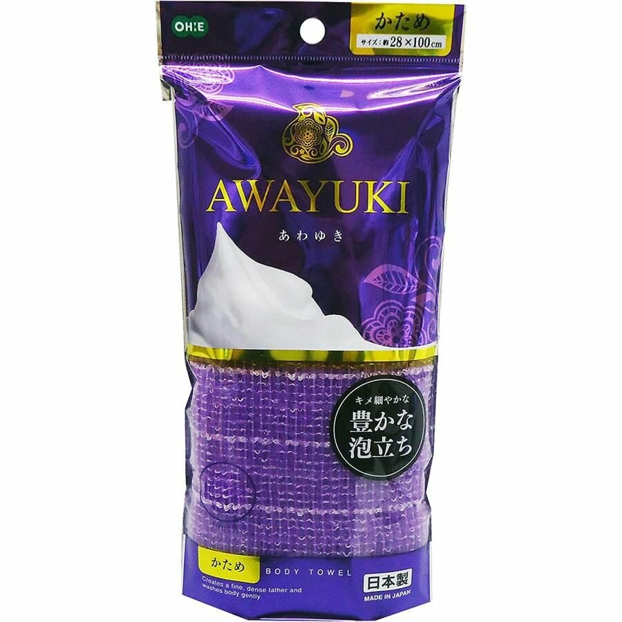 Мочалка-полотенце массажная OHE AWAYUKI жесткая, объёмная, 28Х100см