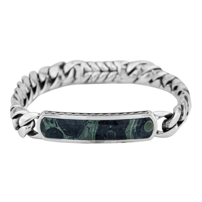 Браслет, серебро, 925 проба, яшма