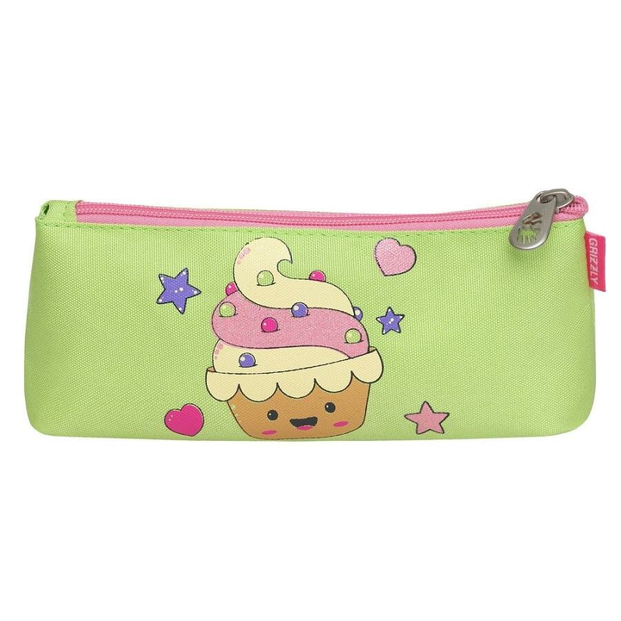 Пенал GRIZZLY с одним отделением , мягкий, для школы, для девочек PL-33-8/2