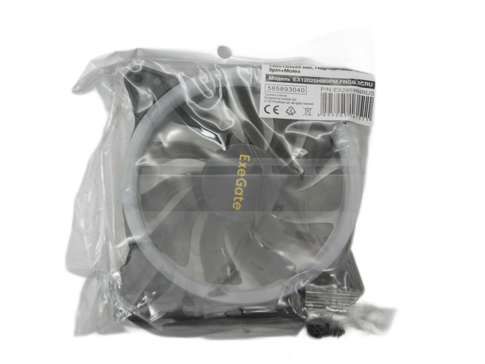 Вентилятор для корпуса Exegate EX12025HM3PM. FRGB.5CRU, 120x120х25 mm, 3PIN+ Molex, EX295964RUS