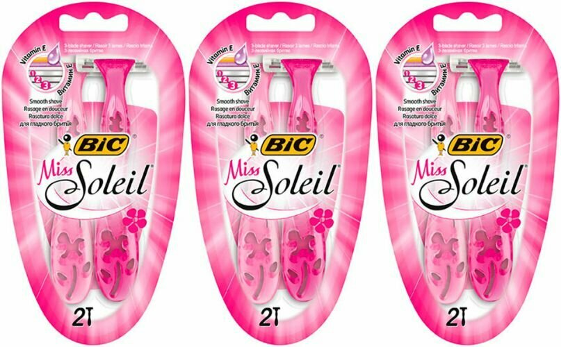 BIC Женская бритва одноразовая Miss Soleil, 2 шт в уп, 3 уп