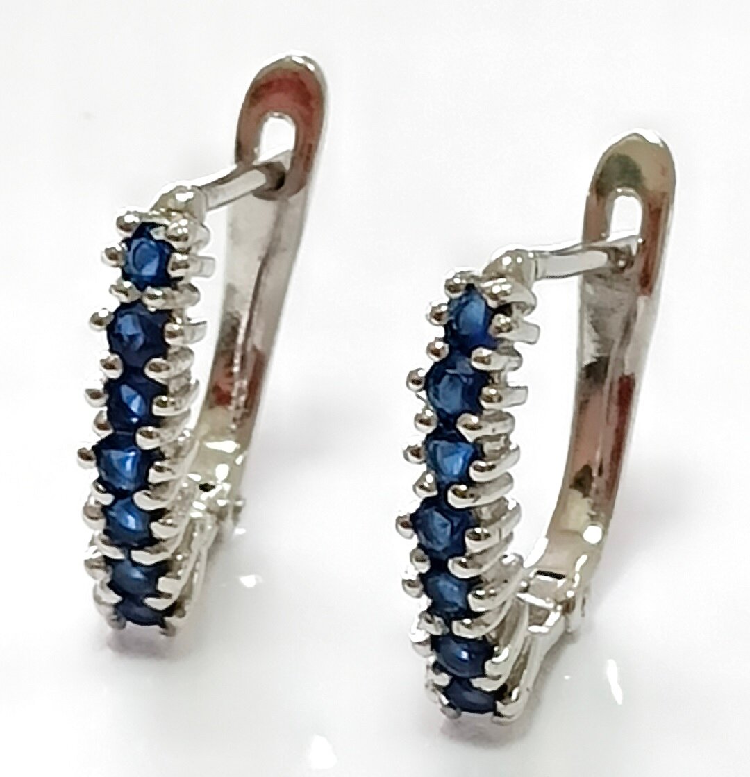Серьги, серебро, 925 проба, родирование, фианит