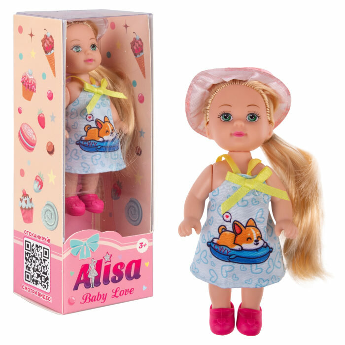 Кукла для девочки 1TOY ALISA BABY LOVE, в голубом платье, 12 см
