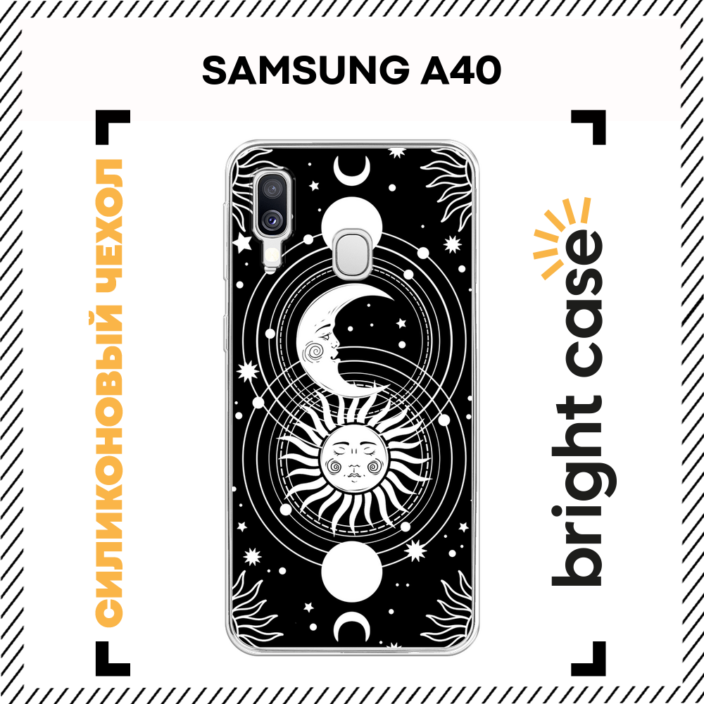 Чехол на Samsung Galaxy A40 / Самсунг A40 с принтом Дуэт Солнца и Луны